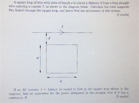 Solved A Square Loop Of Wire With Sides Of Length A Is Chegg Com