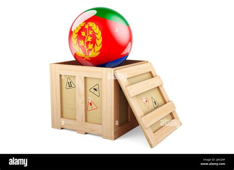 wooden box parcel with eritrean flag shipping and delivery in eritrea