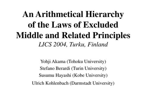 Ppt An Arithmetical Hierarchy Of The Laws Of Excluded Middle And