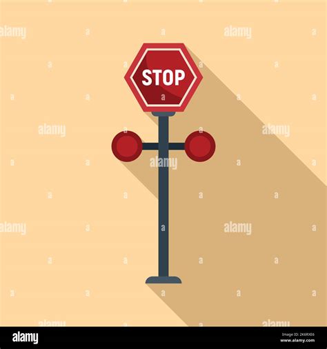 Stop Sign Barrier Icon Flat Vector Train Road Safety Gate Stock