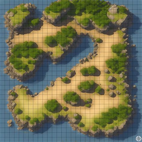 Grassy Island With Inlet Battlemap Ttrpg Map For Dandd And Roll20