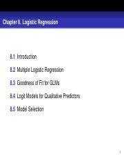 Logistic Regression Pdf Chapter 8 Logistic Regression 8 1 Introduction 8 2 Multiple Logistic