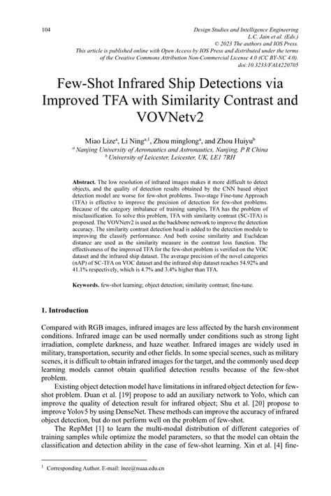 Pdf Few Shot Infrared Ship Detections Via Improved Tfa With