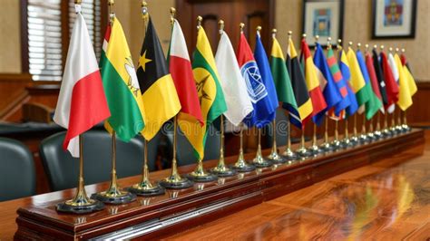 International Business Symbol Array Of Various National Flags Displayed