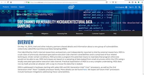 新cpu脆弱性mdsmicroarchitectural Data Samplingと対応状況に関して・・