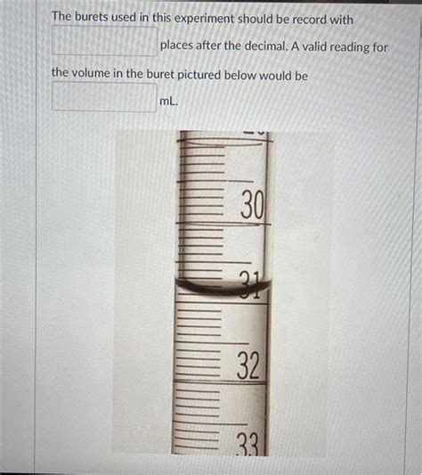 Solved The Burets Used In This Experiment Should Be Record Chegg Com