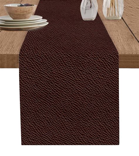 Boanket Solid Brown Table Runner 48 Inch Long Kitchen Dining Table