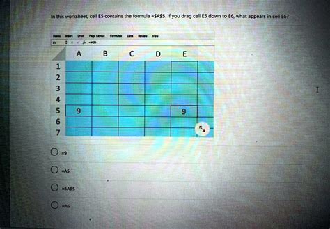 solved in this worksheet cell es contains the formula a5 if you