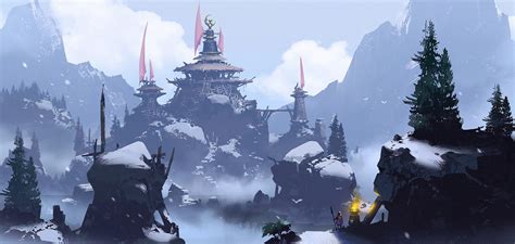 Winter Snow Digital Art Fantasy Art Trees Clouds Asian