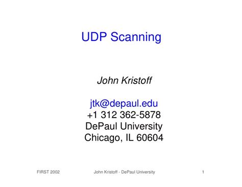 Ppt Udp Scanning John Kristoff Jtk 1 312 362 5878