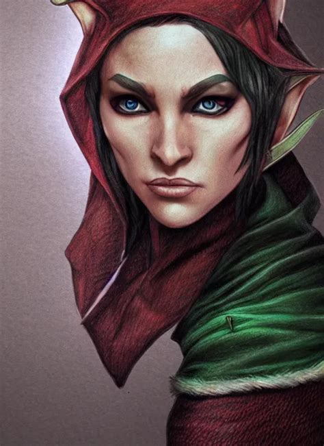 Detailed Coloured Pencil Portrait Of A Elf Thief D Stable