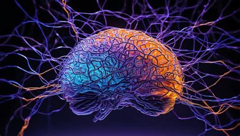 Abstract Depiction Of A Neural Brain Network In Vivid Colors Stock Illustration Illustration
