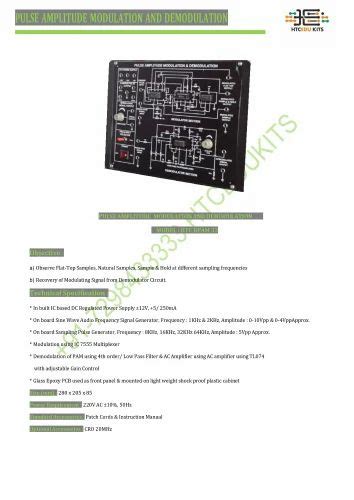 Pulse Amplitude Modulation And Demodulation Optional Model Name