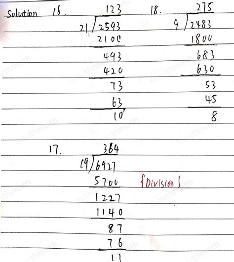 solved in 16 19 divide record remainders 16 2 593 21 17