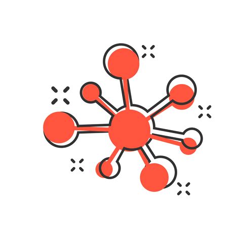 Hub Network Connection Sign Icon In Comic Style Dna Molecule Vector