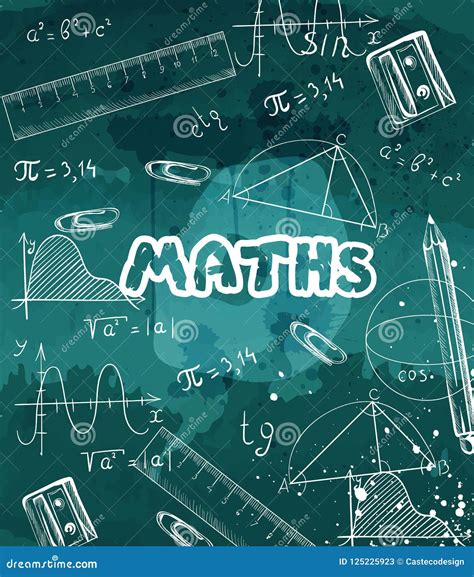 Math Formulas And Crayons Drawn On A Chalkboard Vector Stock Vector Illustration Of Geometry
