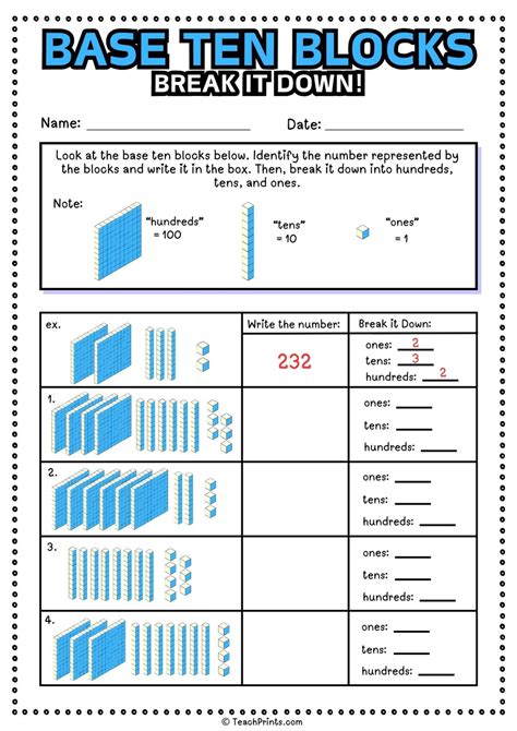 Base Ten Blocks Worksheet
