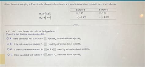 Solved Given the accompanying null hypothesis, alternative | Chegg.com