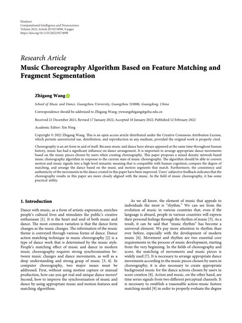 Pdf Music Choreography Algorithm Based On Feature Matching And Fragment Segmentation