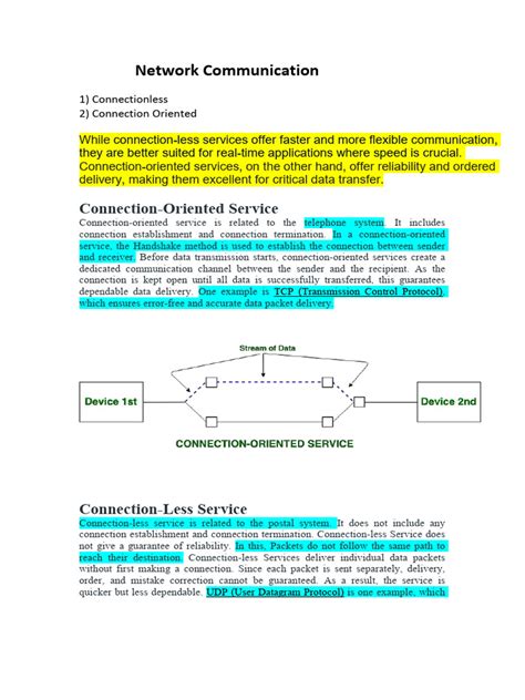 Network Communication Connectionless And Connection Oriented Pdf