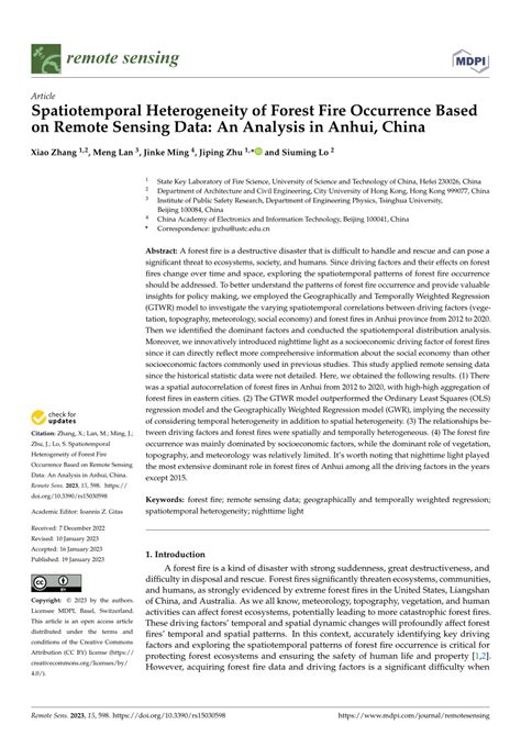 Pdf Spatiotemporal Heterogeneity Of Forest Fire Occurrence Based On Remote Sensing Data An