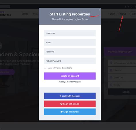 Theme Options Social Login Wp Rentals Help