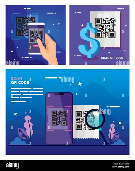 Set Poster Of Scan Code Qr And Icons Stock Vector Image Art Alamy
