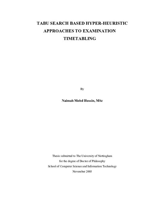 Pdf Tabu Search Based Hyper Heuristic Approaches To Examination