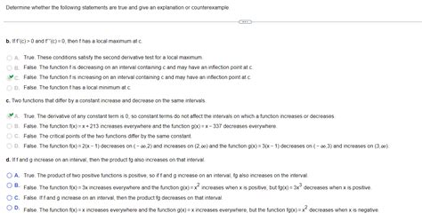 Solved Determine Whether The Following Statements Are True Chegg