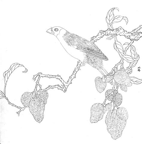 宋代工笔花鸟蜡嘴荔枝图 古画网