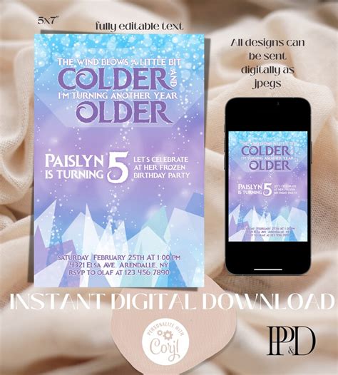 Frozen Themed Editable Birthday Invitation Template Digital Download