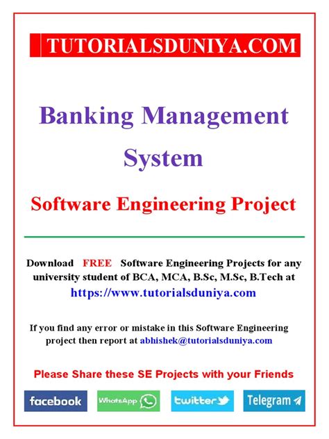 Banking Management System A Software Engineering Project On Developing A Banking System To