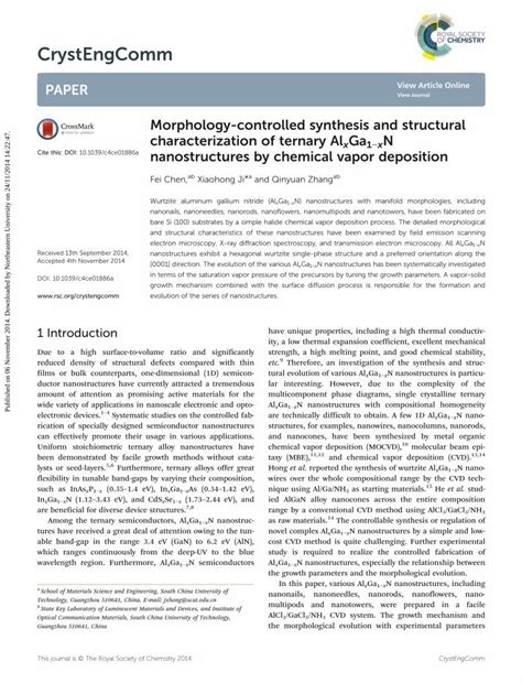 Pdf Morphology Controlled Synthesis And Structural Characterization