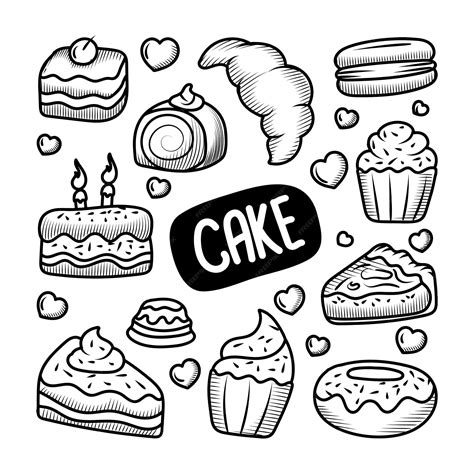 Premium Vector Hand Drawn Doodle Cake With Hand Drawn Lineal Style