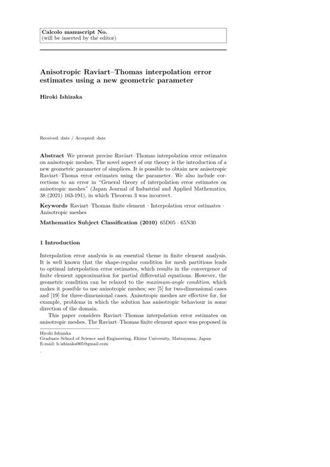 pdf anisotropic raviart thomas interpolation error estimates using a