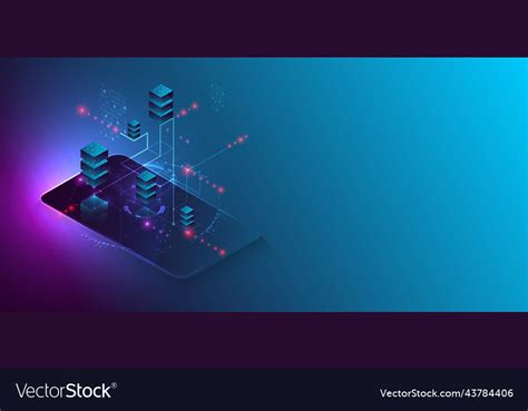 Isometric Big Data Processing Concept Cloud Vector Image