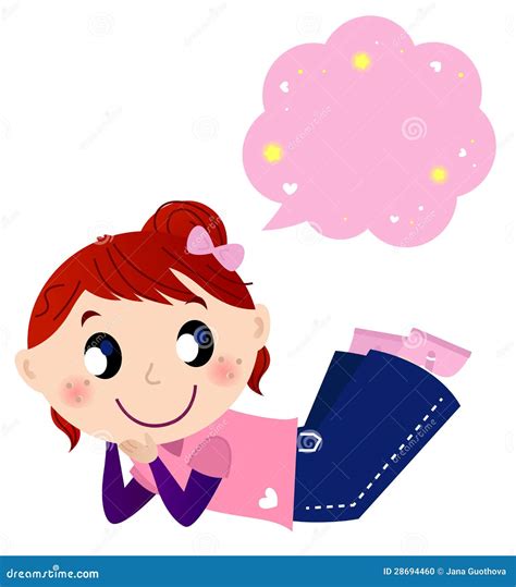 Cute Dreaming Girl With Speech Bubble Stock Vector Illustration Of