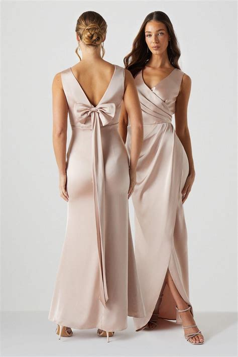 Dresses Bow Back V Neck Satin Bridesmaid Dress Coast