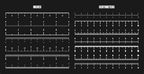Escala De Centímetros E Polegadas Branca Realista Para Medir Comprimento Ou Altura Várias
