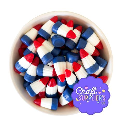 Patriotic Candy Corn Resin Cabochons Red White Blue Embellishments
