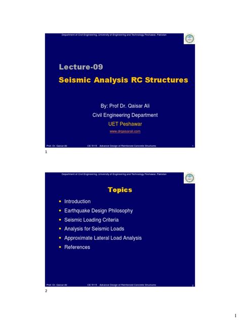 Lecture 09 Introduction To Earthquake Resistant Design Of Rc Structures