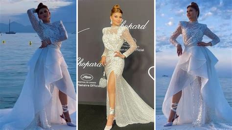 Cannes 2022 Urvashi Rautela Adds Sex Appeal To Her Sparkly White Gown