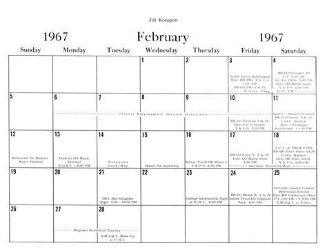 February 1967 Calendar