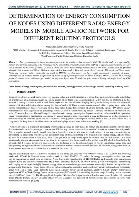 Pdf Determination Of Energy Consumption Of Nodes Using Different
