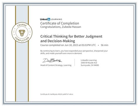 Zubeda Hassan On Linkedin Certificate Of Completion