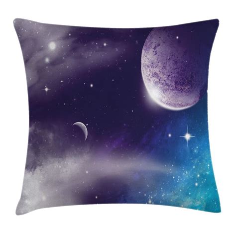 Space Throw Pillow Cushion Cover Universe With Planet And Crescent
