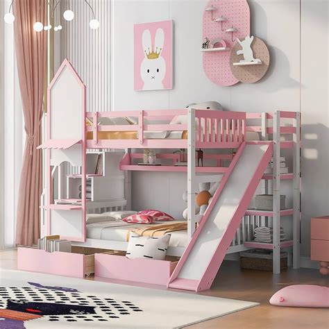 Fun Bunk Beds With Desk For Girls Twin Bunk Girls Bunk Bed With Desk
