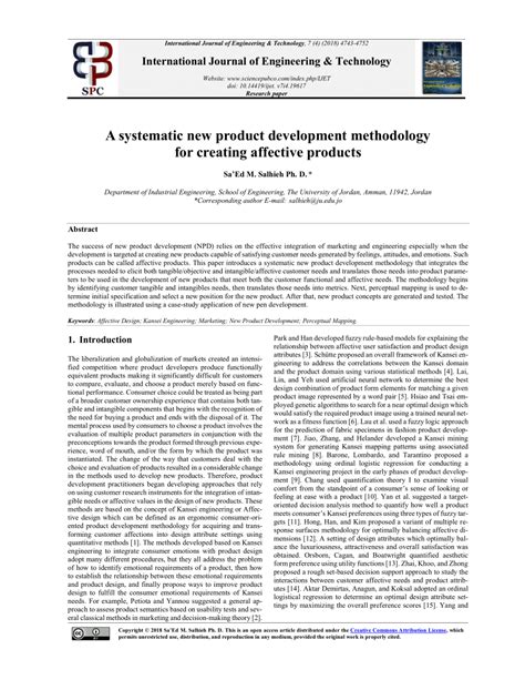 PDF A Systematic New Product Development Methodology For Creating Affective Products