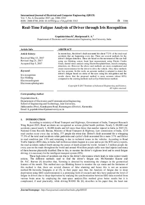 Pdf Real Time Fatigue Analysis Of Driver Through Iris Recognition