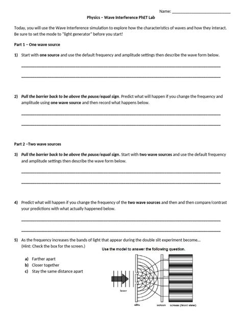 Double Slit Phet Pdf Diffraction Waves